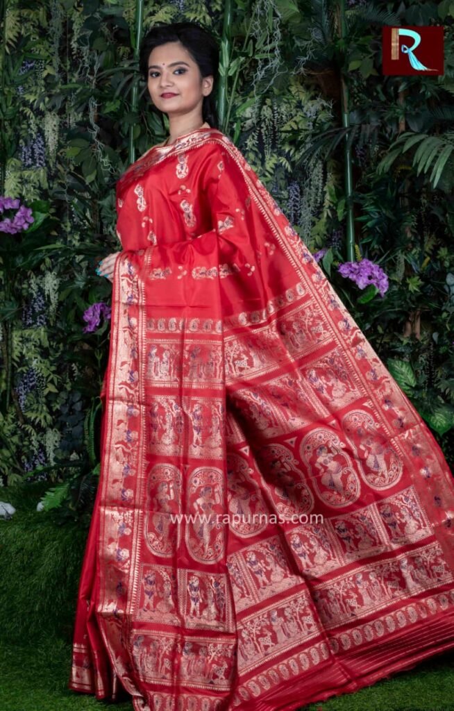 Swarnachari Silk Saree of unique red color - Rapurnas