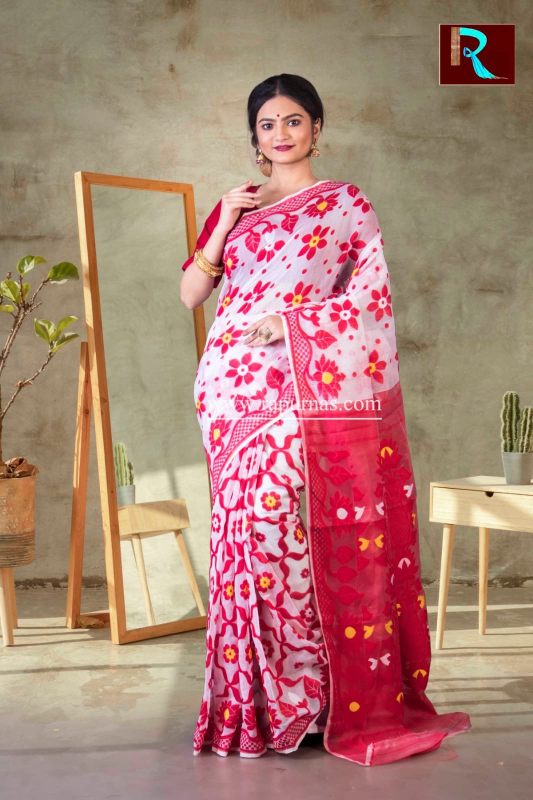Pinkish Shade Dhakai Jamdani Saree Rapurnas Pinkish Shade Dhakai Jamdani Saree Rapurnas
