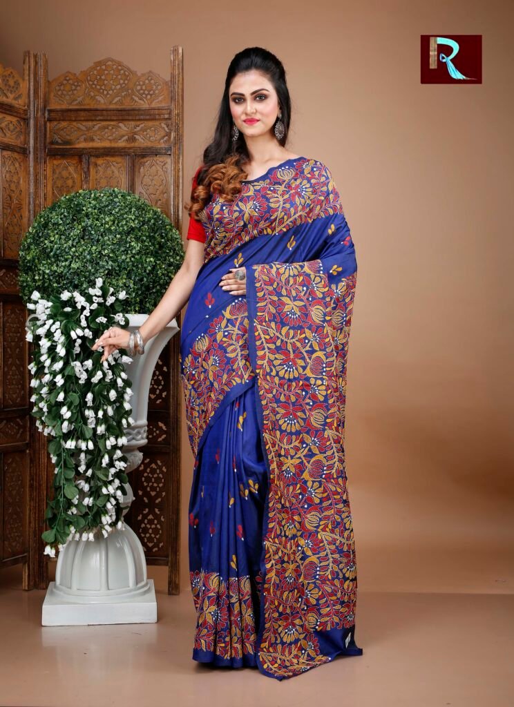 Buy Exclusive Kantha Stitch Saree Online | Bangalore Silk Saree