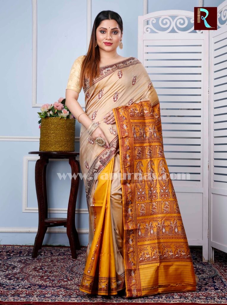Baluchari Silk Saree of rare combo of shades and designs - Rapurnas