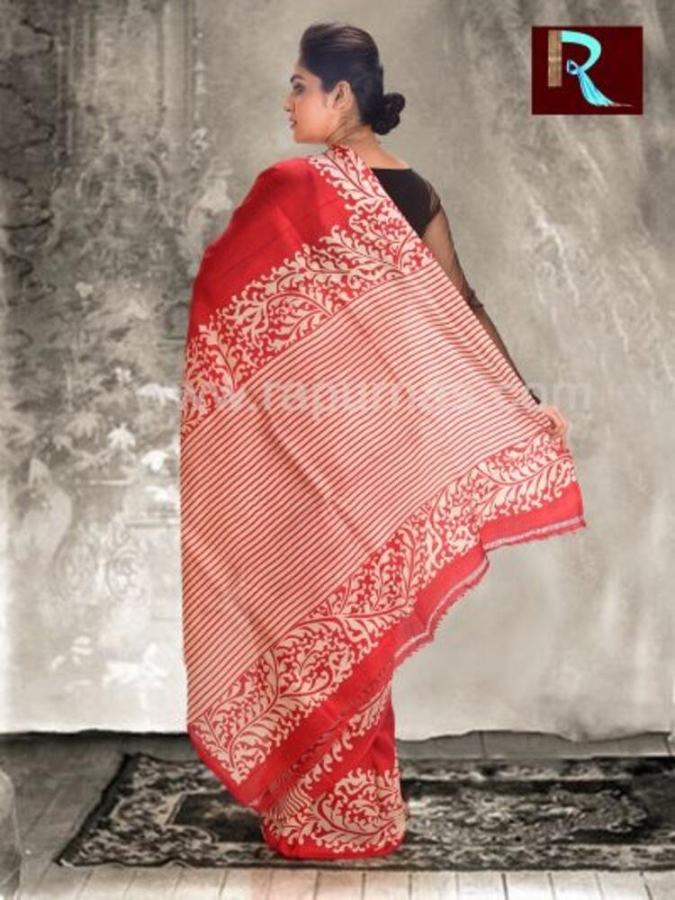 Red Pure Silk Saree - Rapurnas